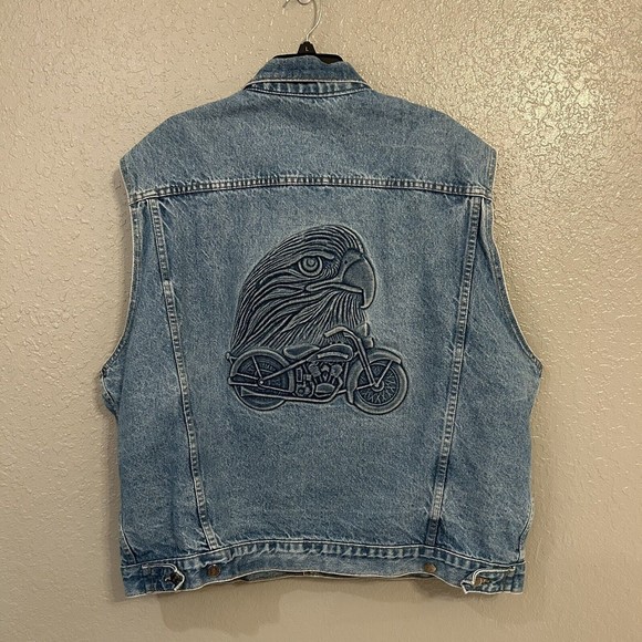 Tyca | Jackets & Coats | Vintage Tyca Denim Embossed Eagle Motorcycle ...